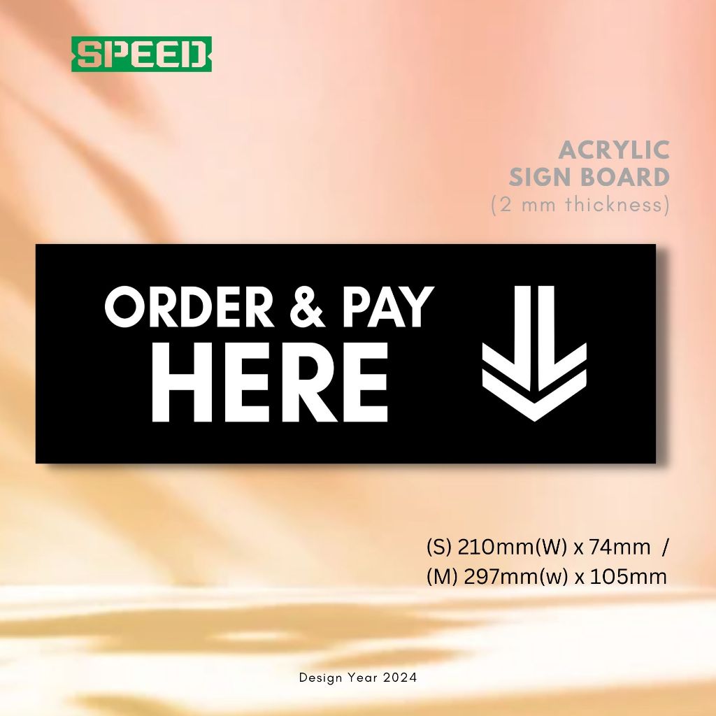 Order & Pay Here Acrylic Board Sign 297mm x 105mm or 210mm x 74mm ...