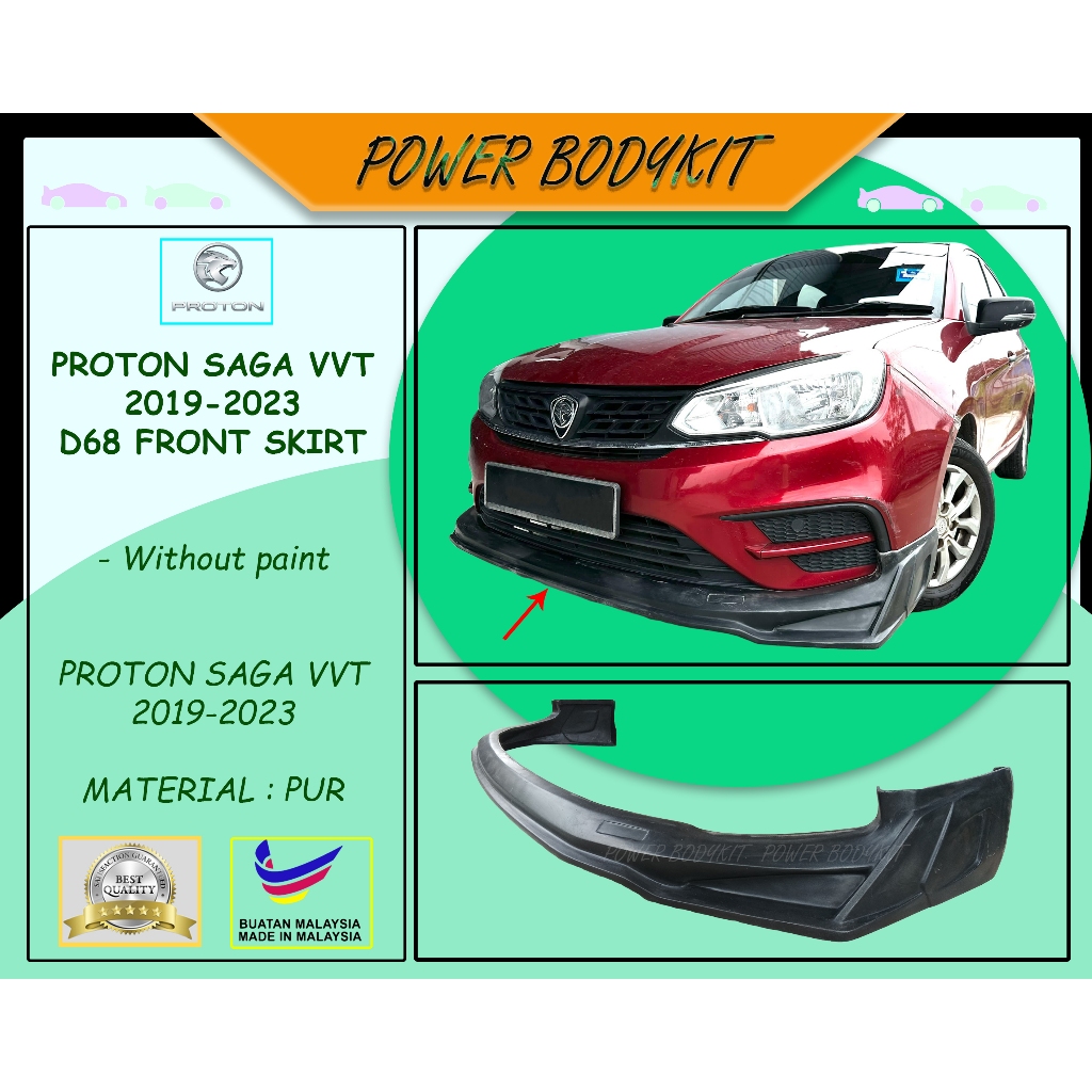Proton Saga VVT 2019-2024 Design Drive 68 D68 Front Skirt 2019 2020 ...