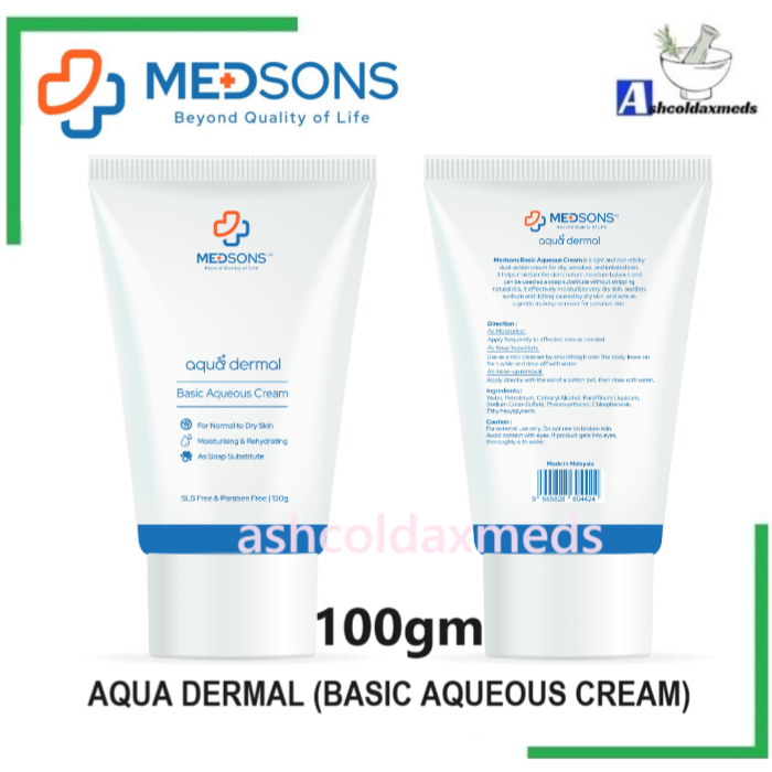 MEDSONS AQUA DERMAL BASIC AQUEOUS CREAM 120G (SUITABLE FOR SENSITIVE ...