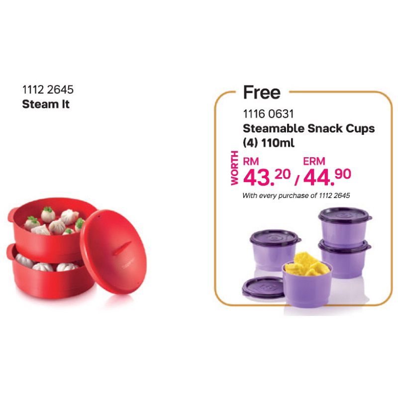 Tupperware Steam It/Steamable Snack Cups(4)110ml | Shopee Singapore