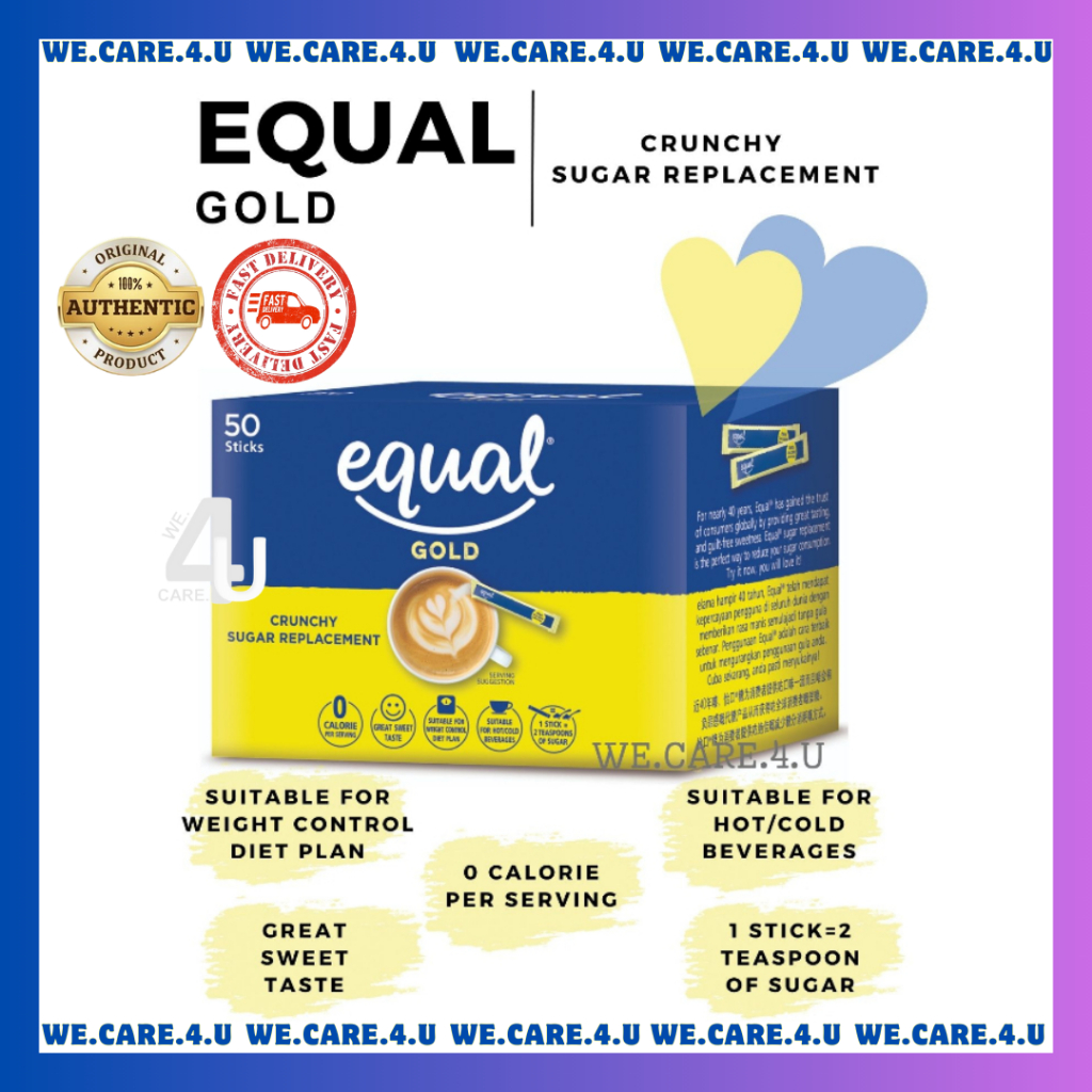 ~EQUAL GOLD CRUNCHY SUGAR REPLACEMENT 40G (50 STICKS) - ZERO KCAL ...
