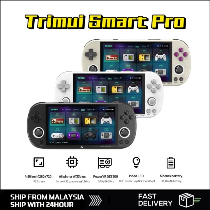 Trimui Smart Pro HD 720P Portable Retro Video Game 4.96 Inch 5000mAh ...