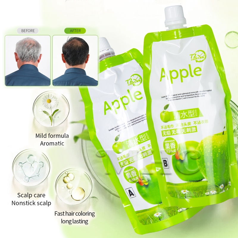 Ammonia Free100% Natural Apple Hair Color Cream Gray Hair Coverage Hair ...