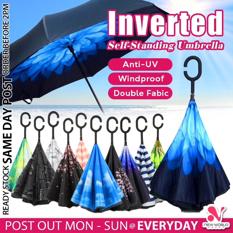 2 X CANOPY 》C Shape Handle Reverse Folding Inverted Double Layer ...