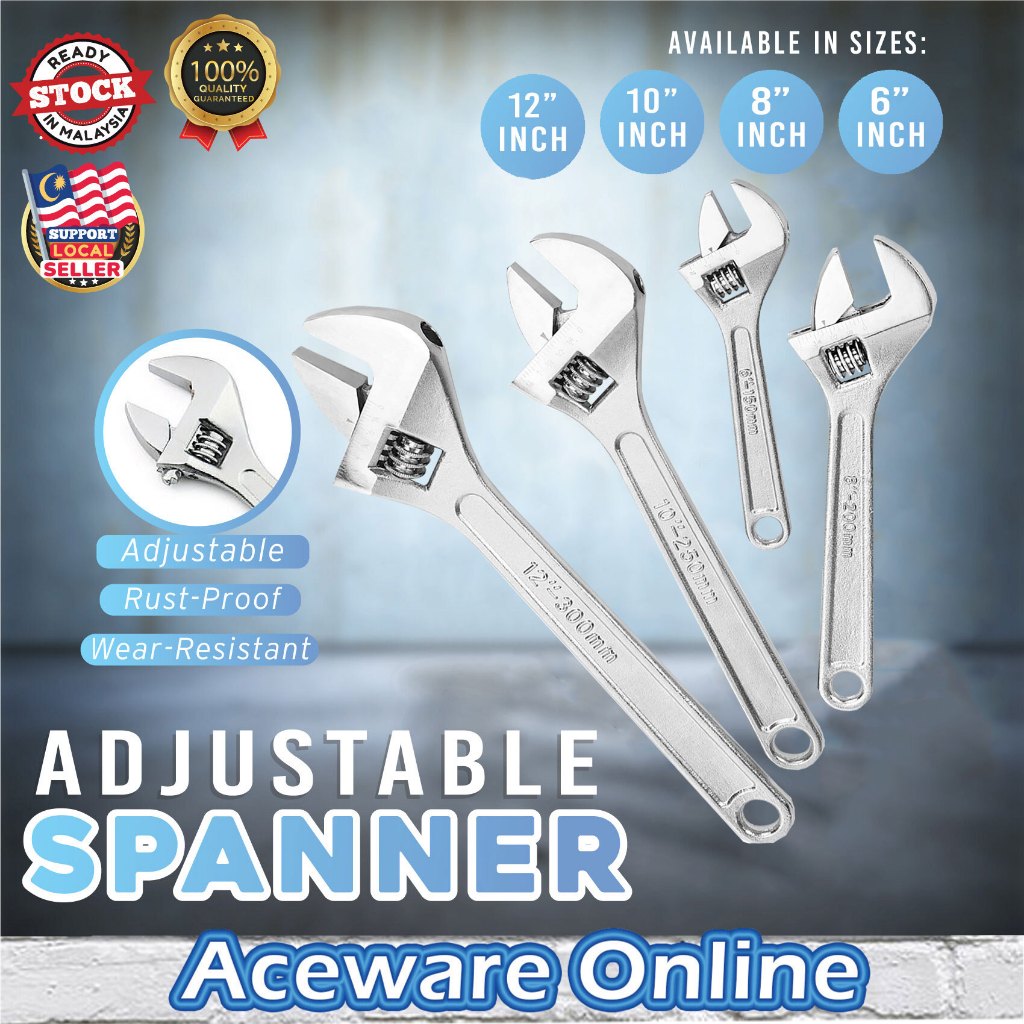 6 INCH 8 INCH 10 INCH 12 INCH Adjustable Spanner Wrench for Automotive ...