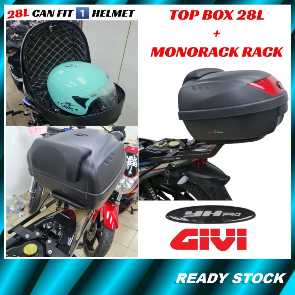 YHPRO 28L Top Box + GIVI Monorack Advance Rack MV / MRV YAMAHA NMax ...