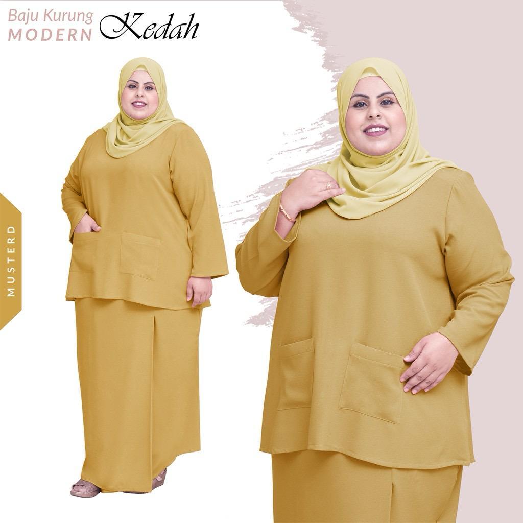 Plus SIZE BAJU KURUNG KEDAH PLAIN Raya Series 2024 By Al Makkah Hijabs ...