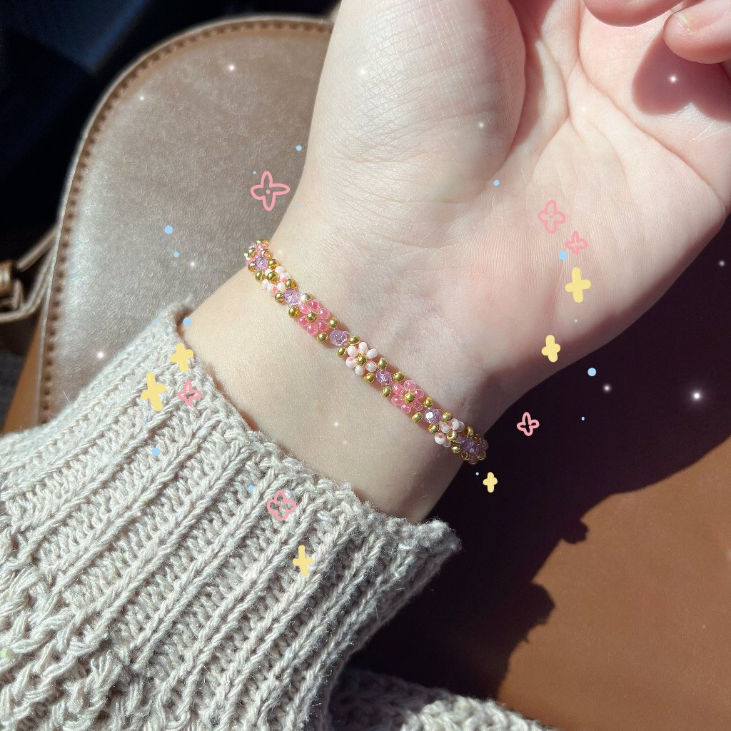 Handmade Flower Beaded Bracelets Simple Cute Bracelets | Shopee Singapore