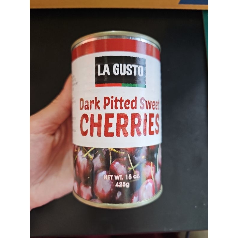 La gusto Pitted Dark Sweet Cherries in syrup net weight 425g for Black ...