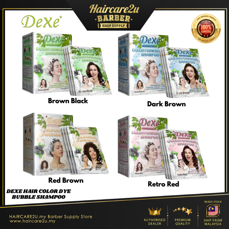 Dexe Hair Color Dye Bubble Shampoo (25ml x 10 sachets) | Shopee Singapore