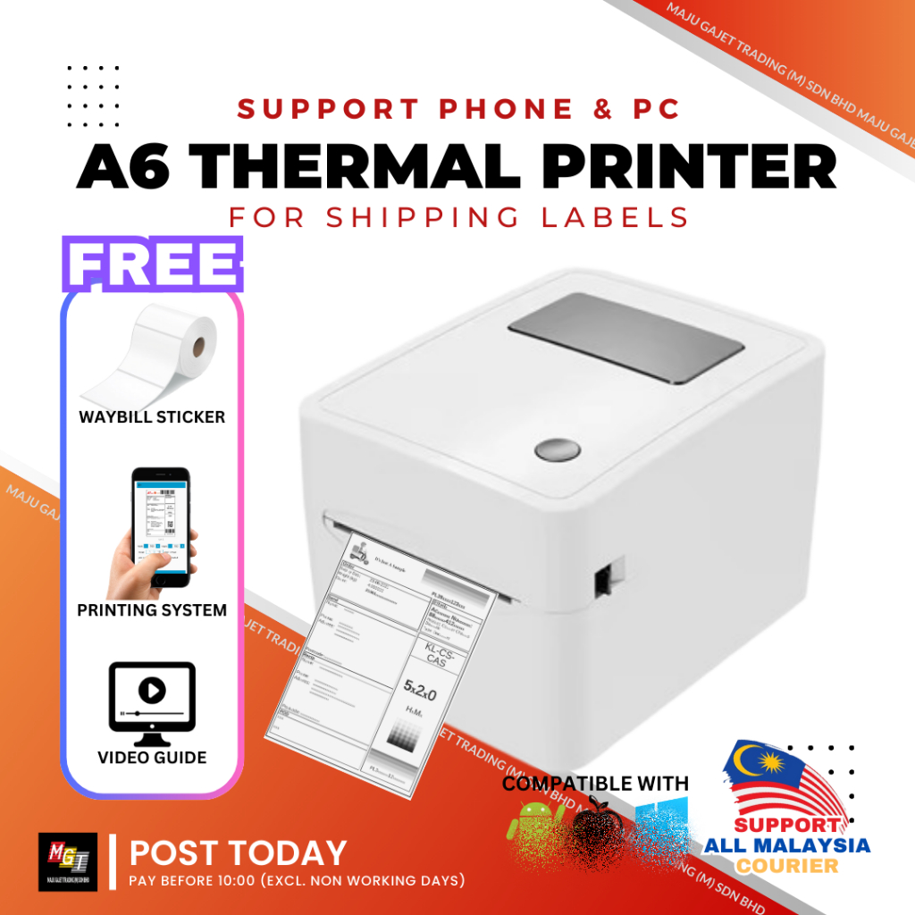 A6 Thermal Printer Waybill AWB Airway Bill Sticker Bluetooth USB ...