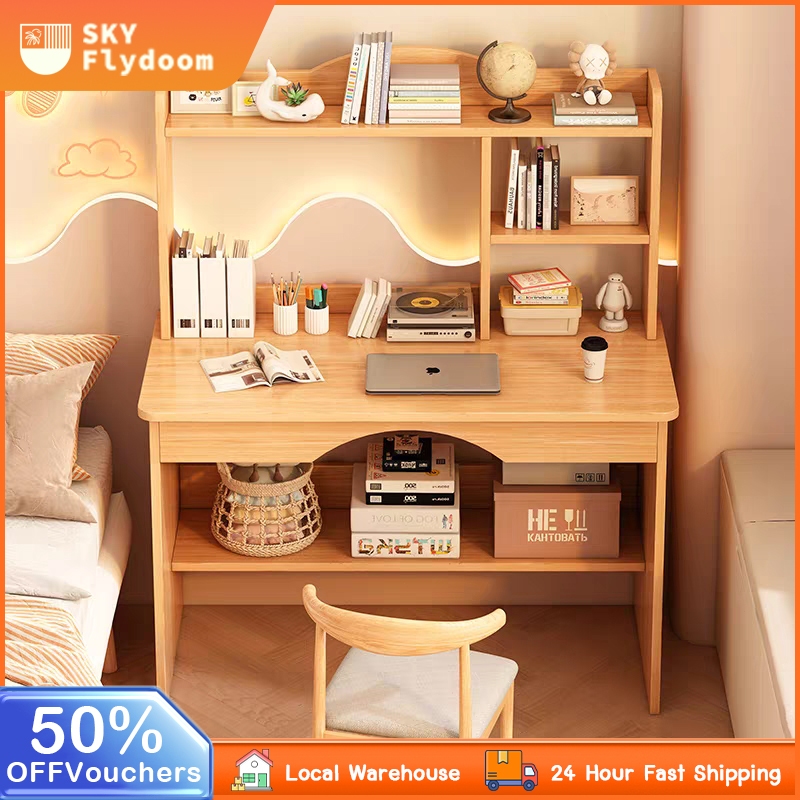 Study Table Computer Desk Meja belajar With Book Shelf Storage ...