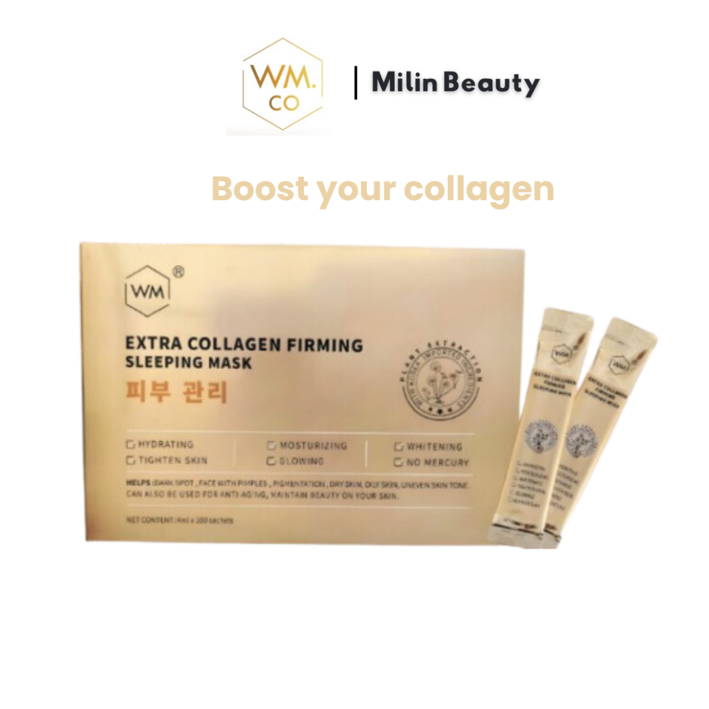 1 box (30 sachet atau 100 sachet ) WM Extra Collagen Sleeping Mask ...