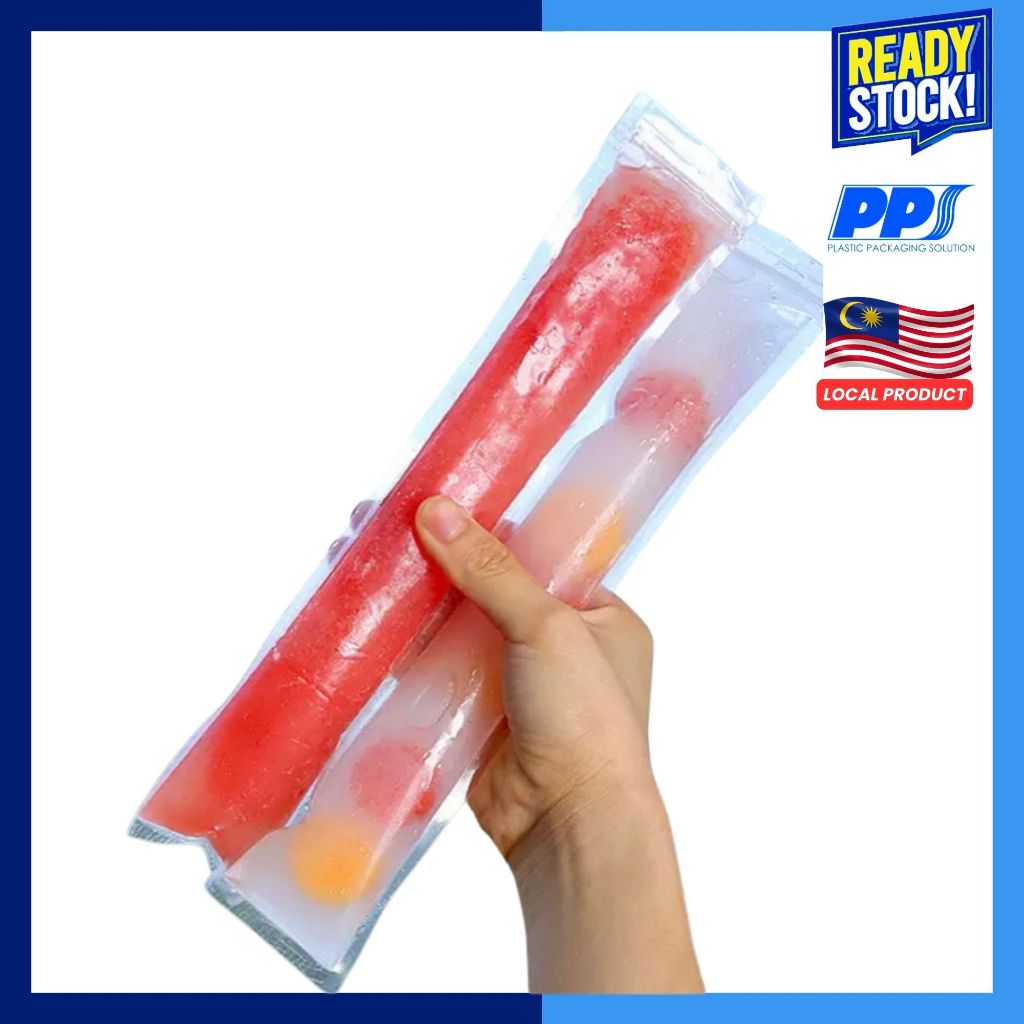 50pcs Plastik Aiskrim l Long Ice Cream Zip Bag l Disposable plastik ...