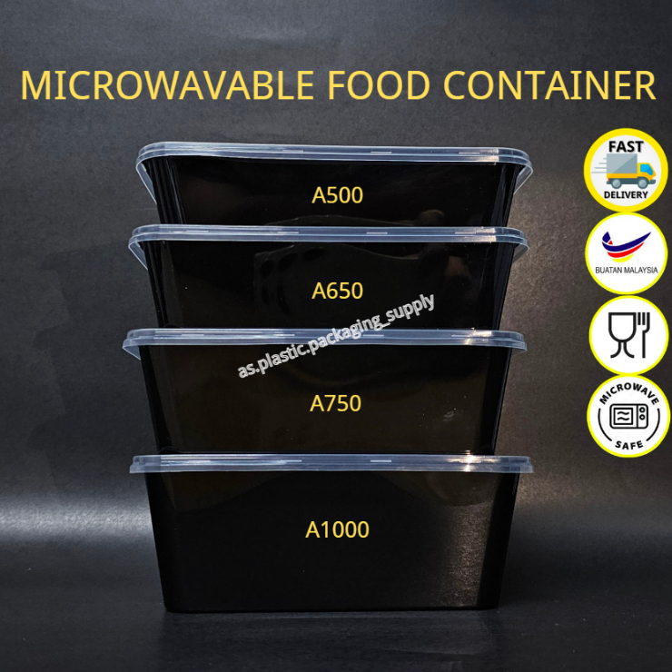MICROWAVABLE DISPOSABLE RECTANGLE FOOD CONTAINER (BLACK) (BEKAS NASI ...