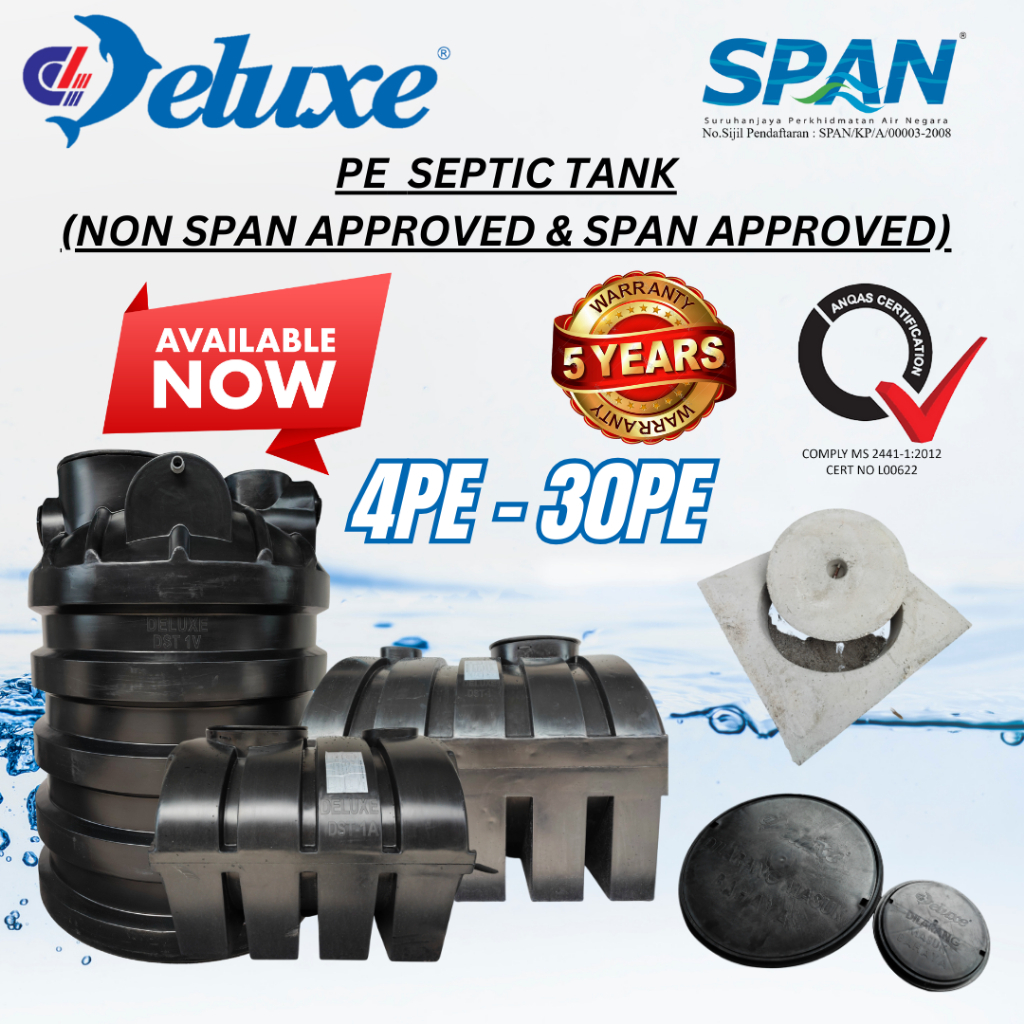 DELUXE PE SEPTIC TANK 1200 1500 1800 Litres Non Sirim SPAN Approved ...