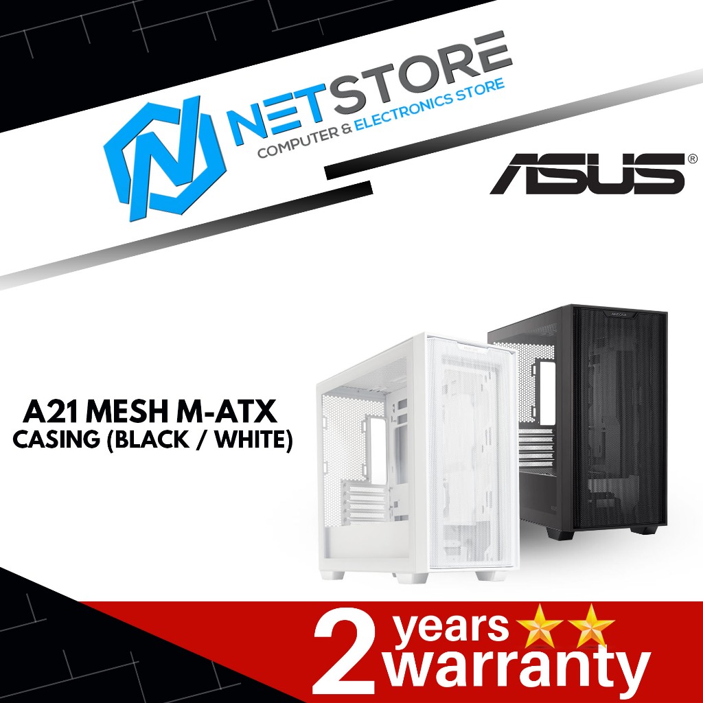 ASUS A21 MESH M-ATX CASING (BLACK / WHITE) | Shopee Singapore