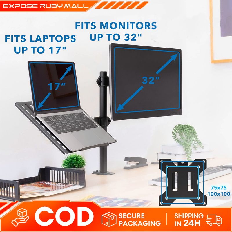 Monitor Stand Arm Laptop Stand Adjustable Dual Desktop Monitor and ...