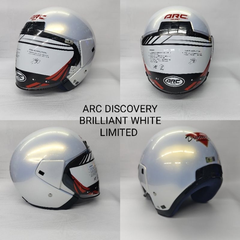 HELMET ARC DISCOVERY BRILLIANT WHITE NEW COLOUR FIBER GLASS | Shopee ...