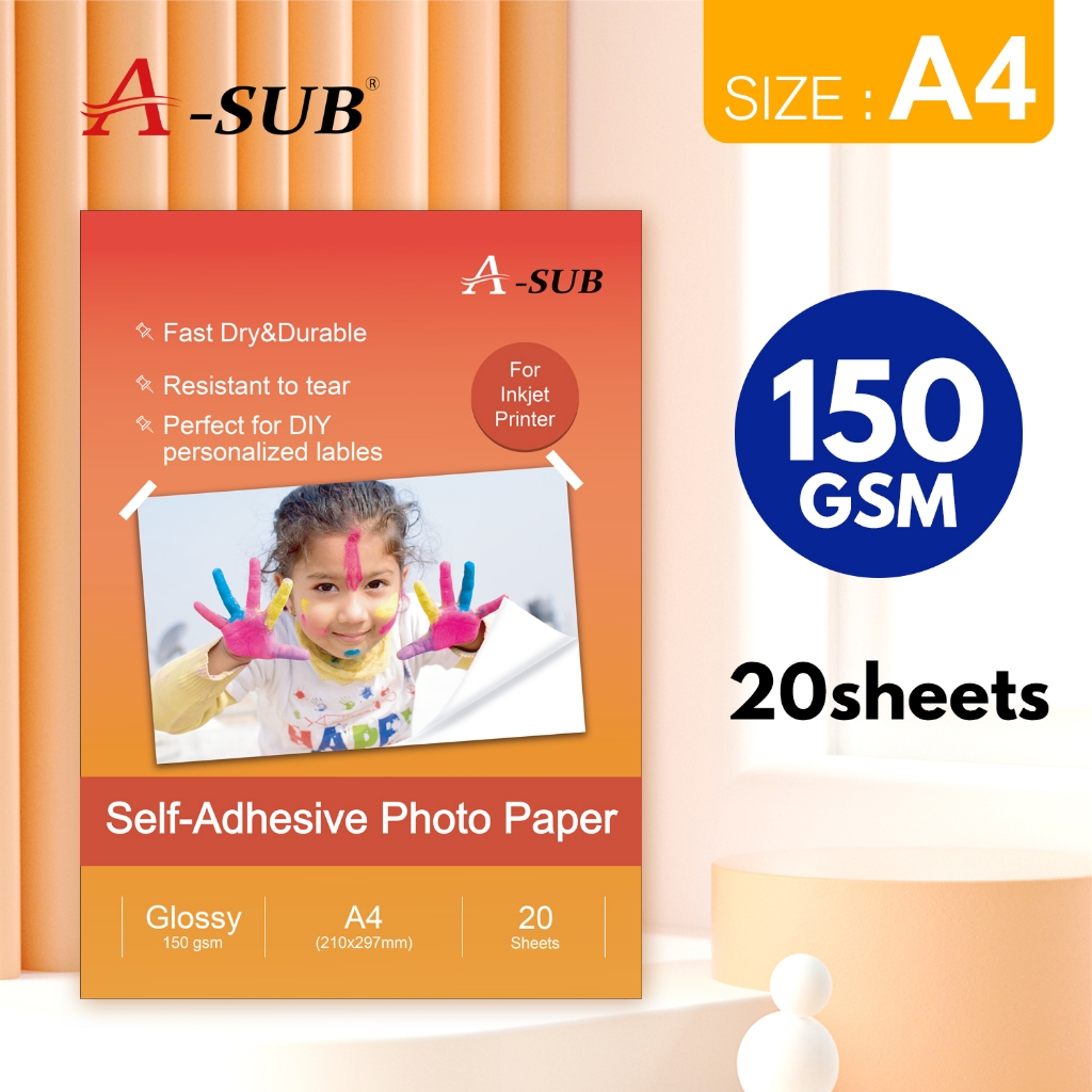 【Adhesive paper】A4 Photo Sticker Paper 150gsm Adhesive photo paper ...