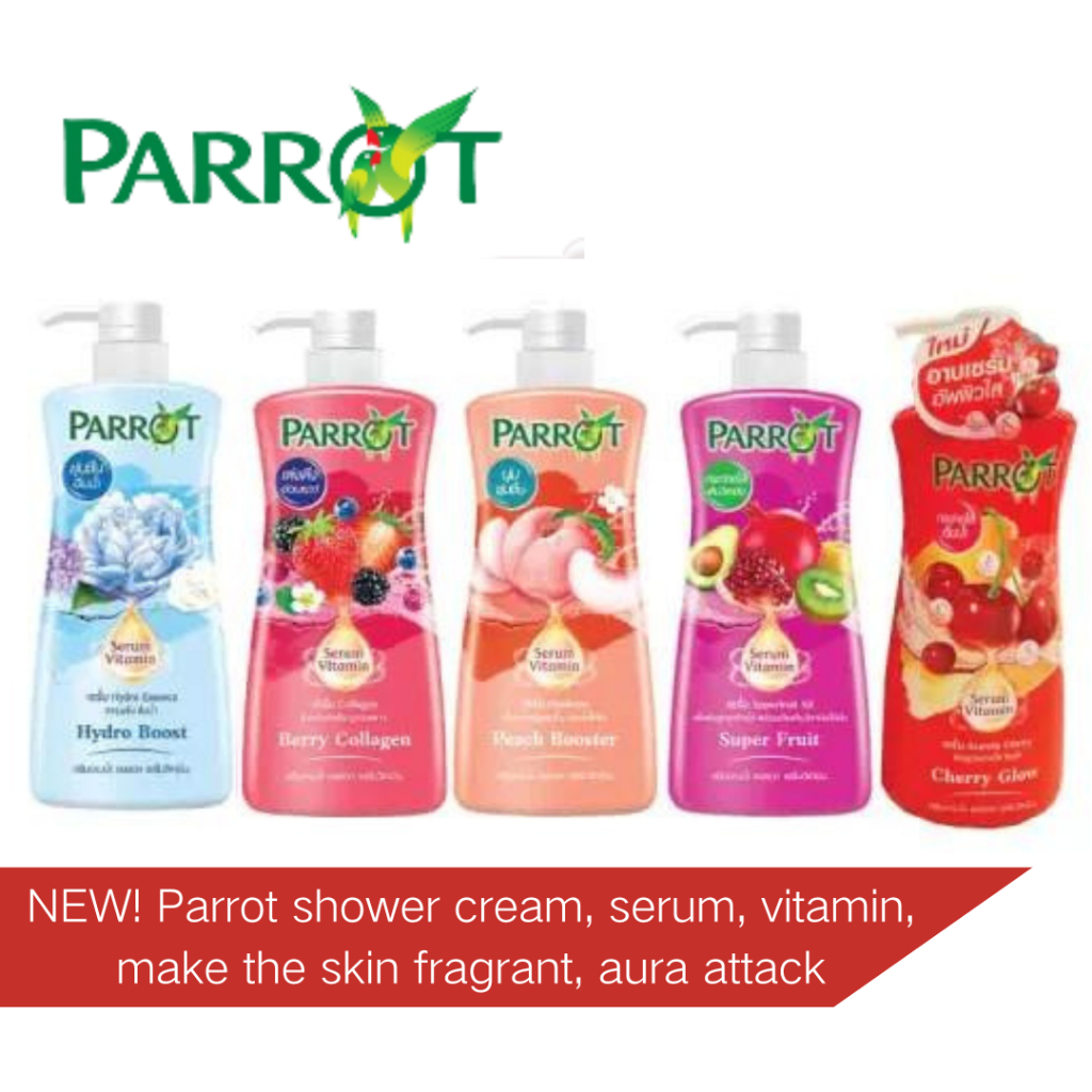 PARROT Shower Cream Serum Vitamin Peony Aura, Peach, Super Fruit, Berry, Hydro boost 450 ml ...