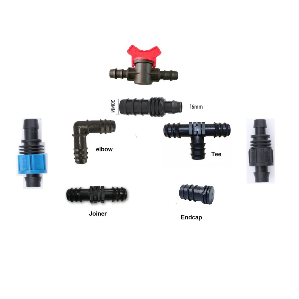 16mm Equal Tee Connector / Joiner / Elbow Joint Irrigation Tubing Water ...