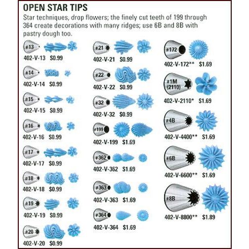 Cake Decorating Nozzles OPEN STAR BASKETWEAVE SHELL Tips. Wilton-look ...