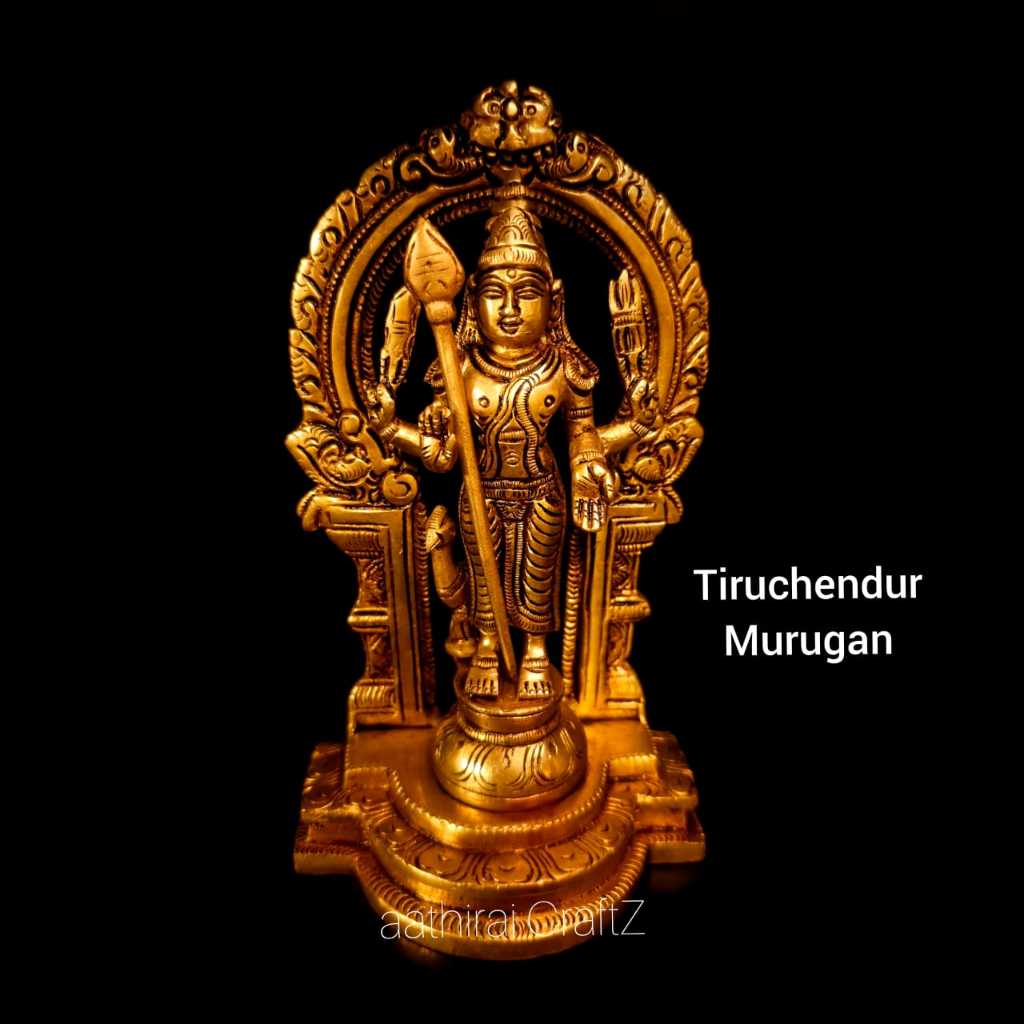 Tiruchendur Murugan / Thiruvachi Kartikeya Statue Brass Antique Finish ...