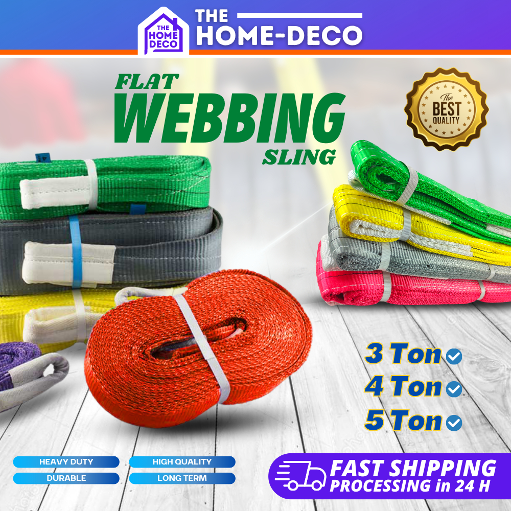 Flat Webbing Sling 3 Ton 4 Ton 5 Ton Lifting Sling Towing Belt Tali ...