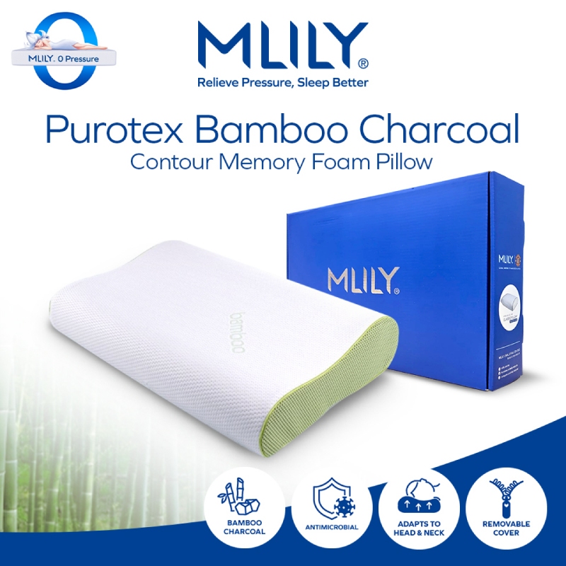 MLILY Purotex Bamboo Charcoal Contour Ventilated Memory Foam Pillow | Shopee Singapore