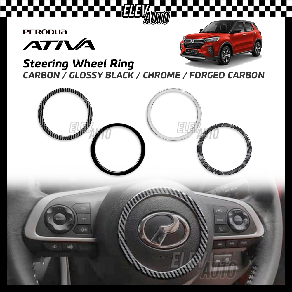 Perodua Ativa Steering Wheel Ring Cover Carbon Chrome Black Interior ...