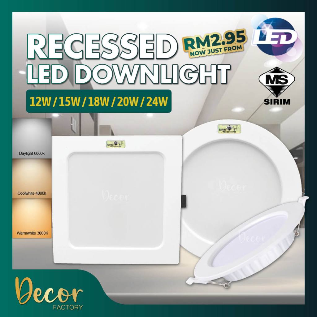 [Sirim] LED Downlight 12W 18W 20W Ultra Slim LED Recess Downlight Round ...