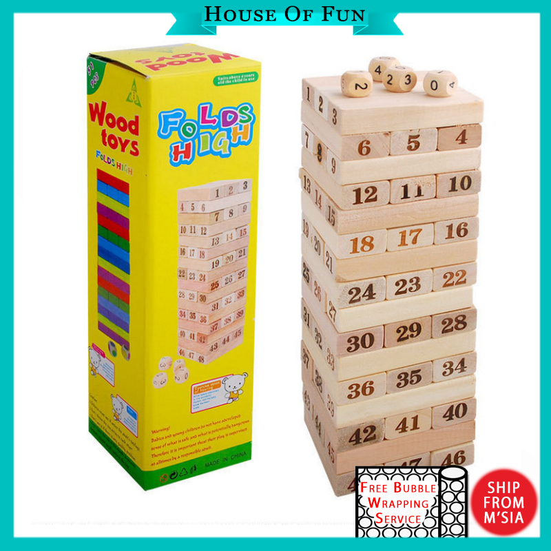 Wood Block Folds High Game / Wooden Tower Block Folds High Game [48pcs ...