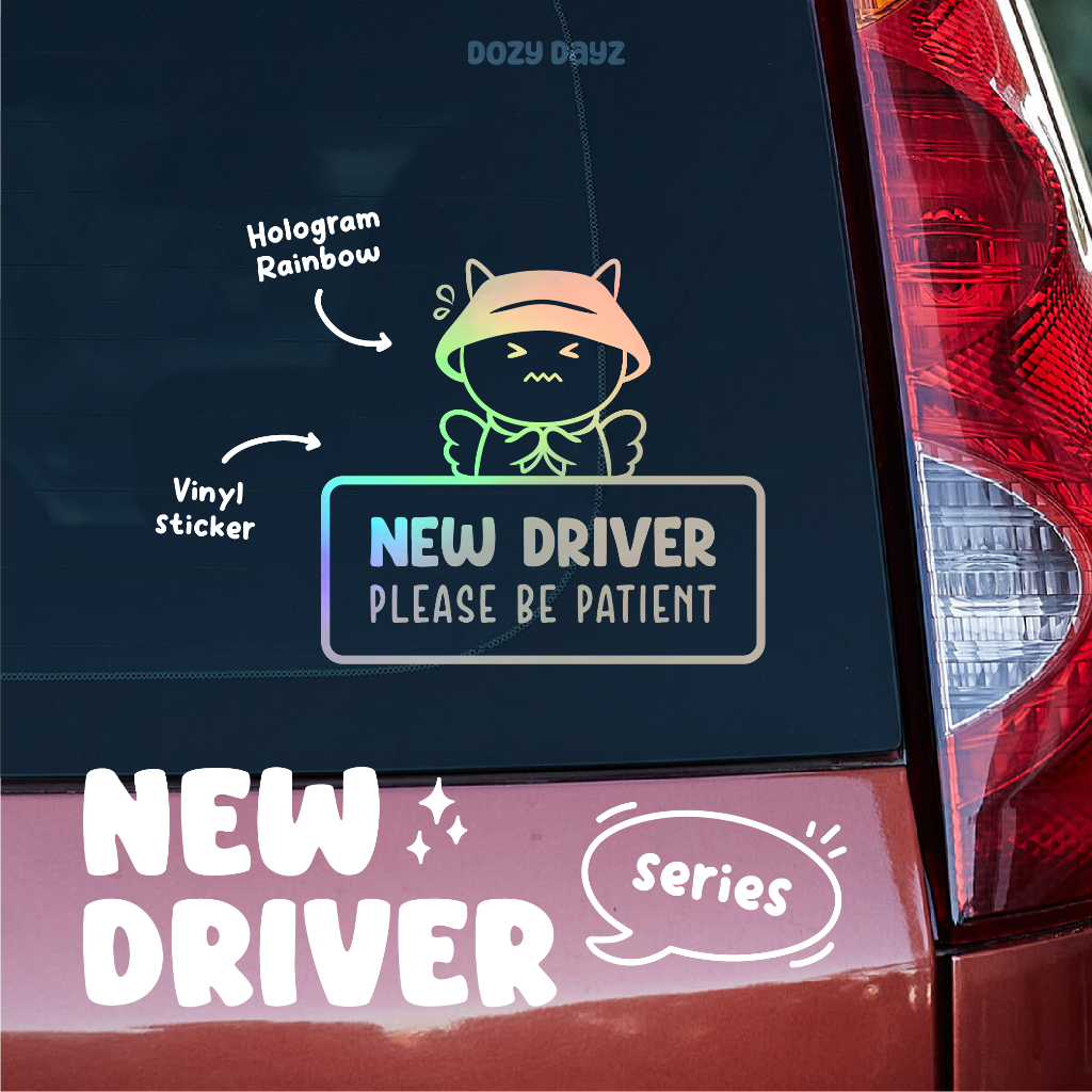 DOZY DAYZ New Driver Vinyl Sticker | Cute & Funny Car Decal | Car ...