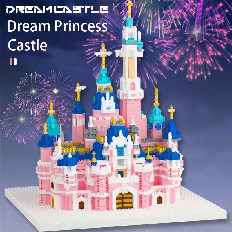 Pink Castle Bricks Compatible Lego House Model Set Toy For Women Girl ...