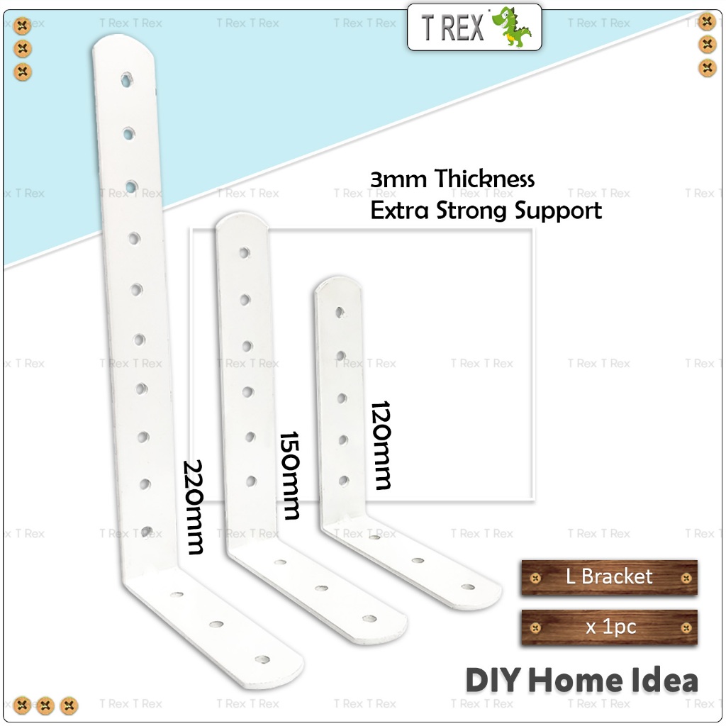 T Rex DIY Extra Solid Epoxy White Steel Metal Angle L Bracket / L ...