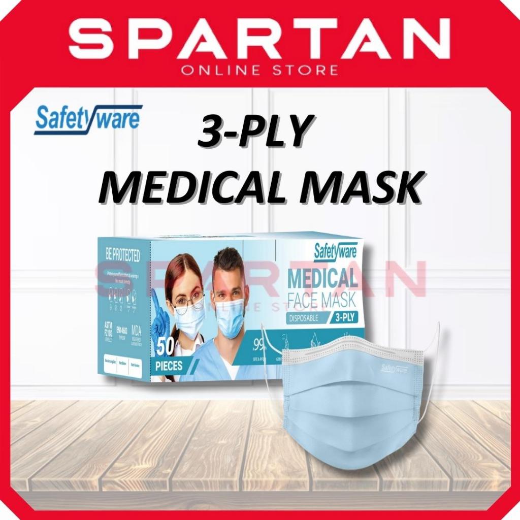 SafetyWare 3-Ply Medical Mask [Ear Loop] [Blue] 3PLYMASK Surgical Mask ...