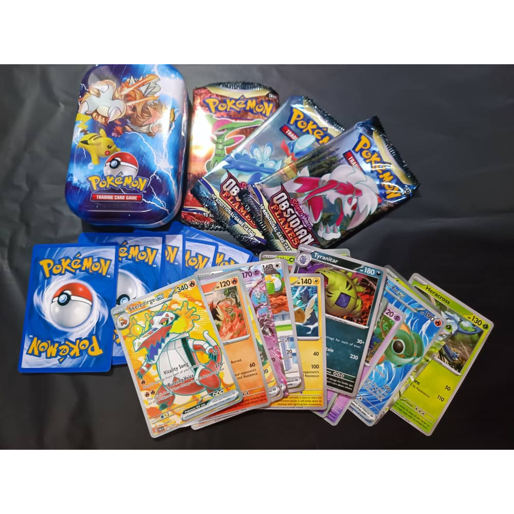 Pokemon Trading Card ( 30pcs + 3 packs + 1unit Kotak Besi) | Shopee ...