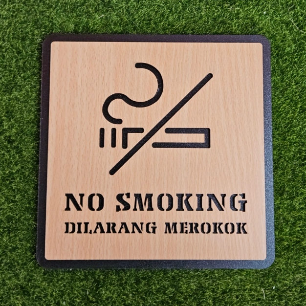 No Smoking Sign | Wooden Indoor Sign | Papan Tanda Larang Merokok ...