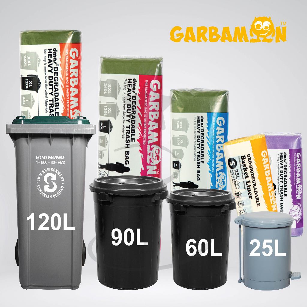 BMS Garbamon Heavy duty degradable trash bag on roll | Shopee Singapore
