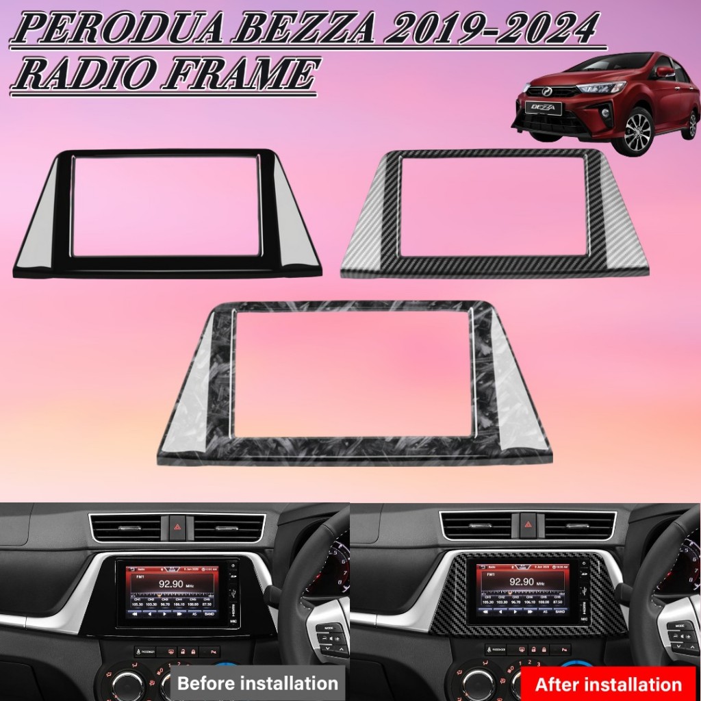 AUTOPROMAX Perodua bezza 2019-2024 carbon fiber radio frame cover ...