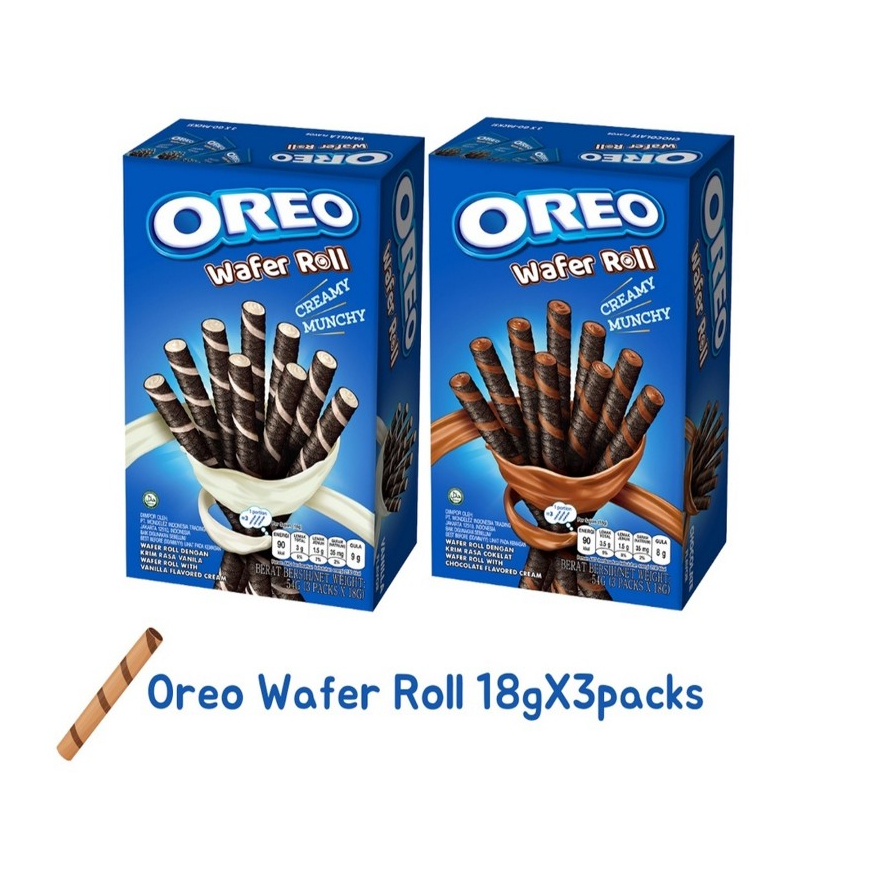 Oreo Wafer Roll With Vanilla/Chocolate Cream (18g x 3 packs) | Shopee ...
