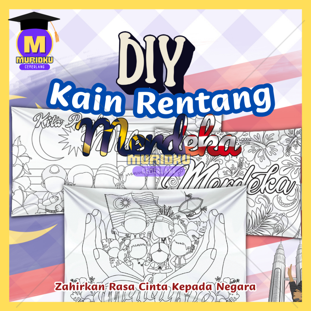 DIY KAIN RENTANG MERDEKA AKTIVITI MURID BANNER MEWARNA | Shopee Singapore