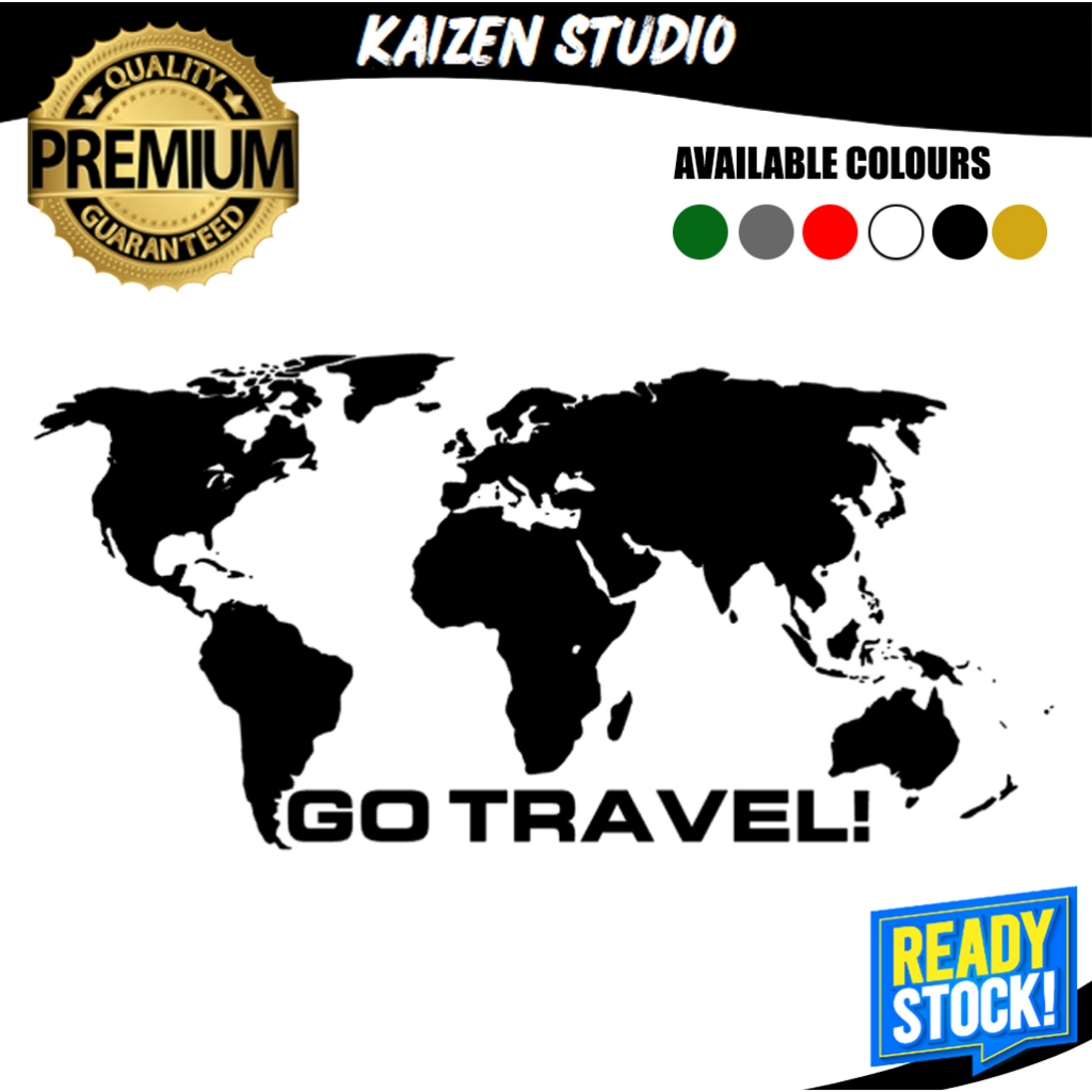 KAIZEN STUDIO Go Travel World Map Cutting Sticker Vinyl Outdoor ...