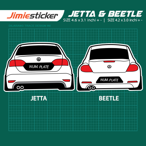 Volkswagen Jetta & Beetle Train Sticker, Rear Sticker, Custom Color And ...