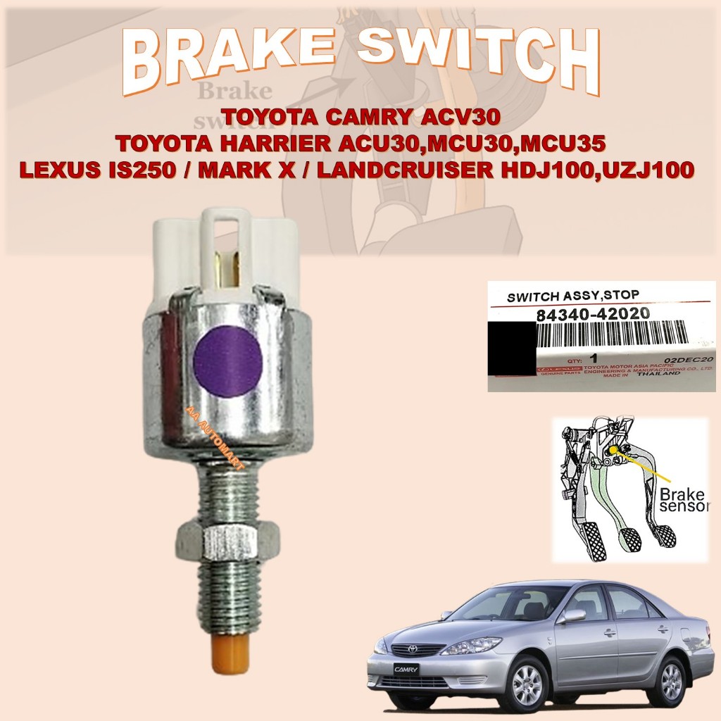 BRAKE SWITCH TOYOTA CAMRY ACV30,HARRIER ACU30,MCU30,MCU35,LEXUS IS250 ...