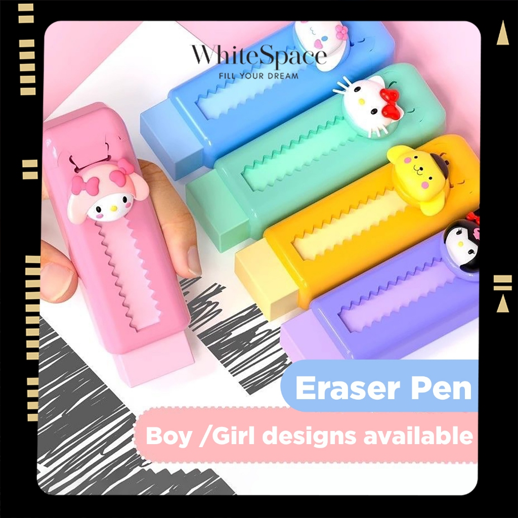 Whitespace Cute Cartoon Eraser Pen Push Pull Eraser Retractable Pemadan ...
