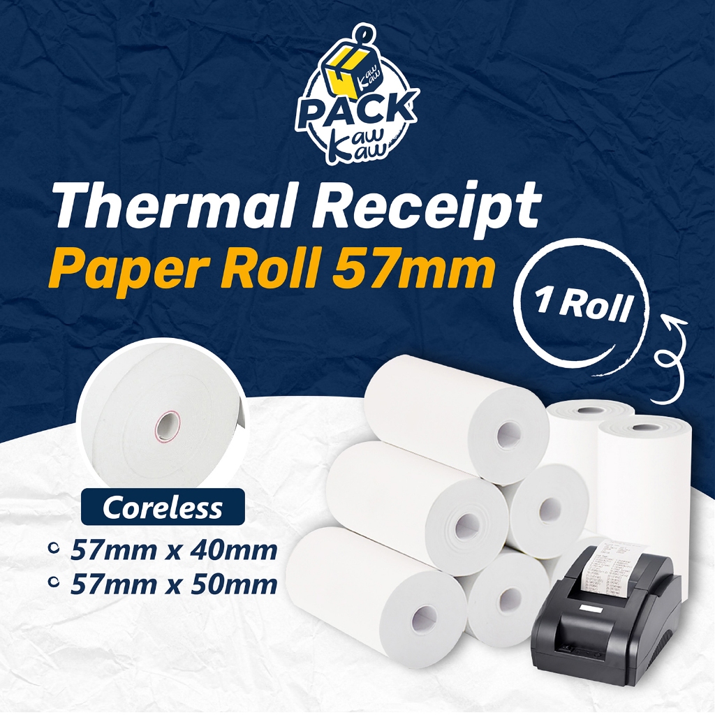 57mm Thermal Paper Coreless Thermal Receipt Paper Roll POS Receipt ...