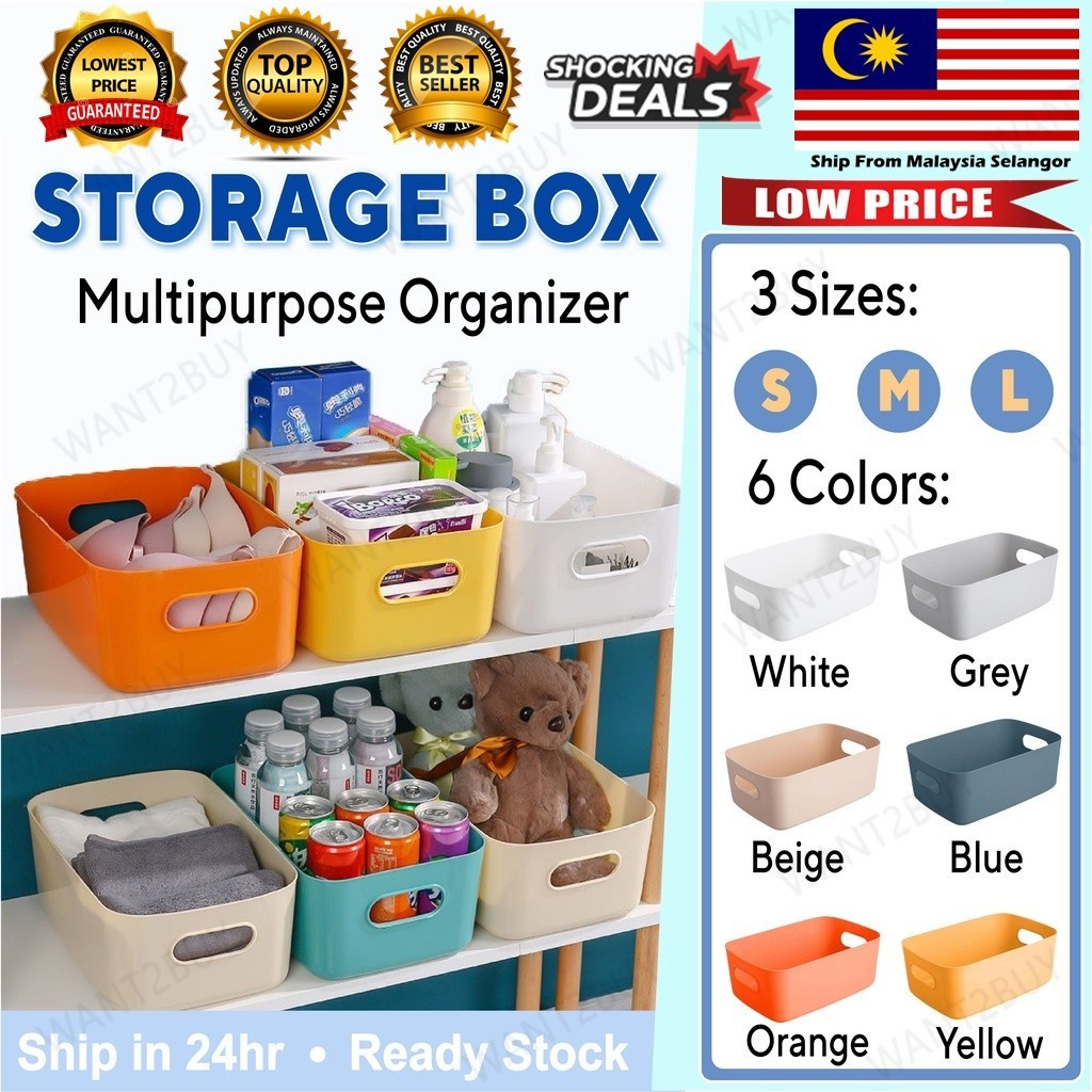 Multipurpose Storage Box Shelf Organizer Plastic Rectangle Box Large ...