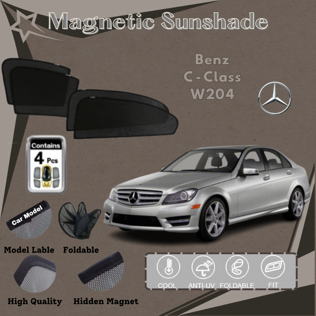 Mercedes-Benz C-Class (W204) 2007-2014 Epic Magnetic Sunshade [6 PCS ...